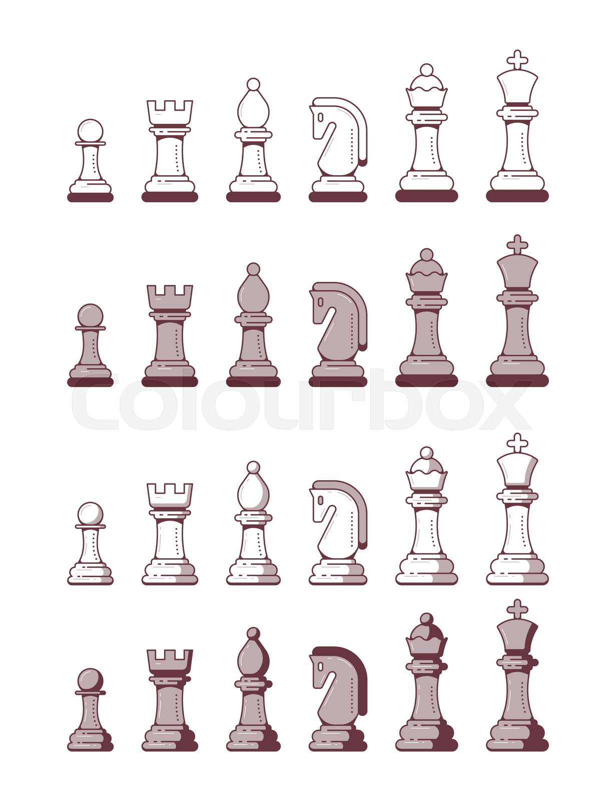 Set of Outline Chess Icons on White Background. | Stock vector | Colourbox