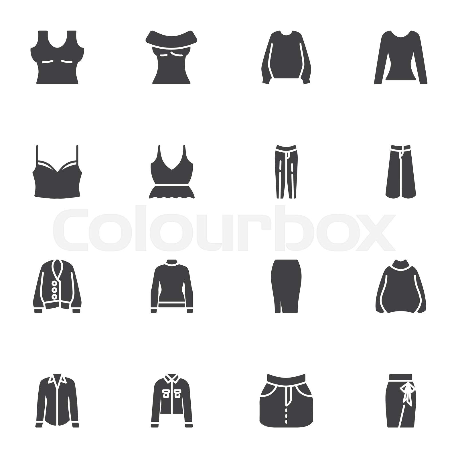 Women clothes vector icons set | Stock vector | Colourbox