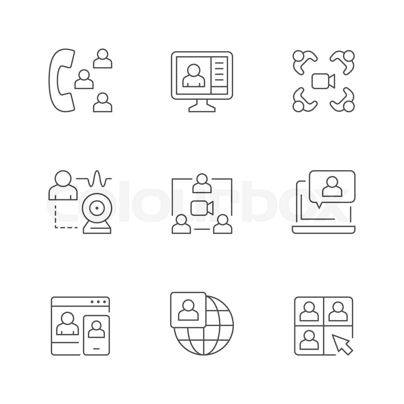 Set line icons of online meeting | Stock vector | Colourbox