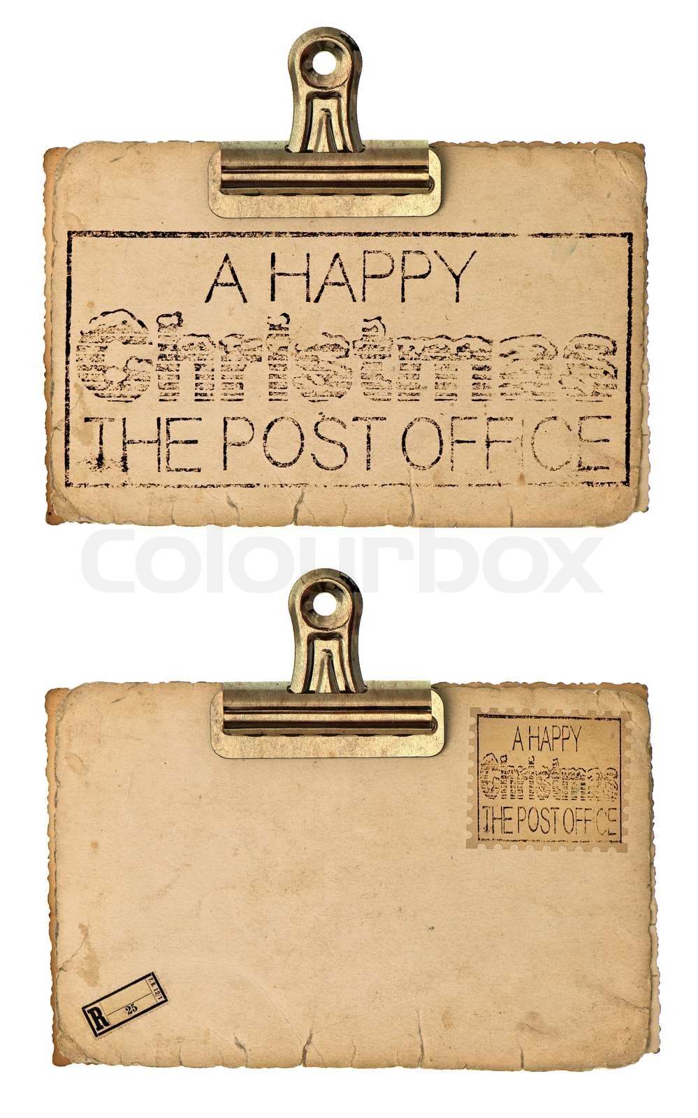 old blank paper card sheets with clip | Stock image | Colourbox