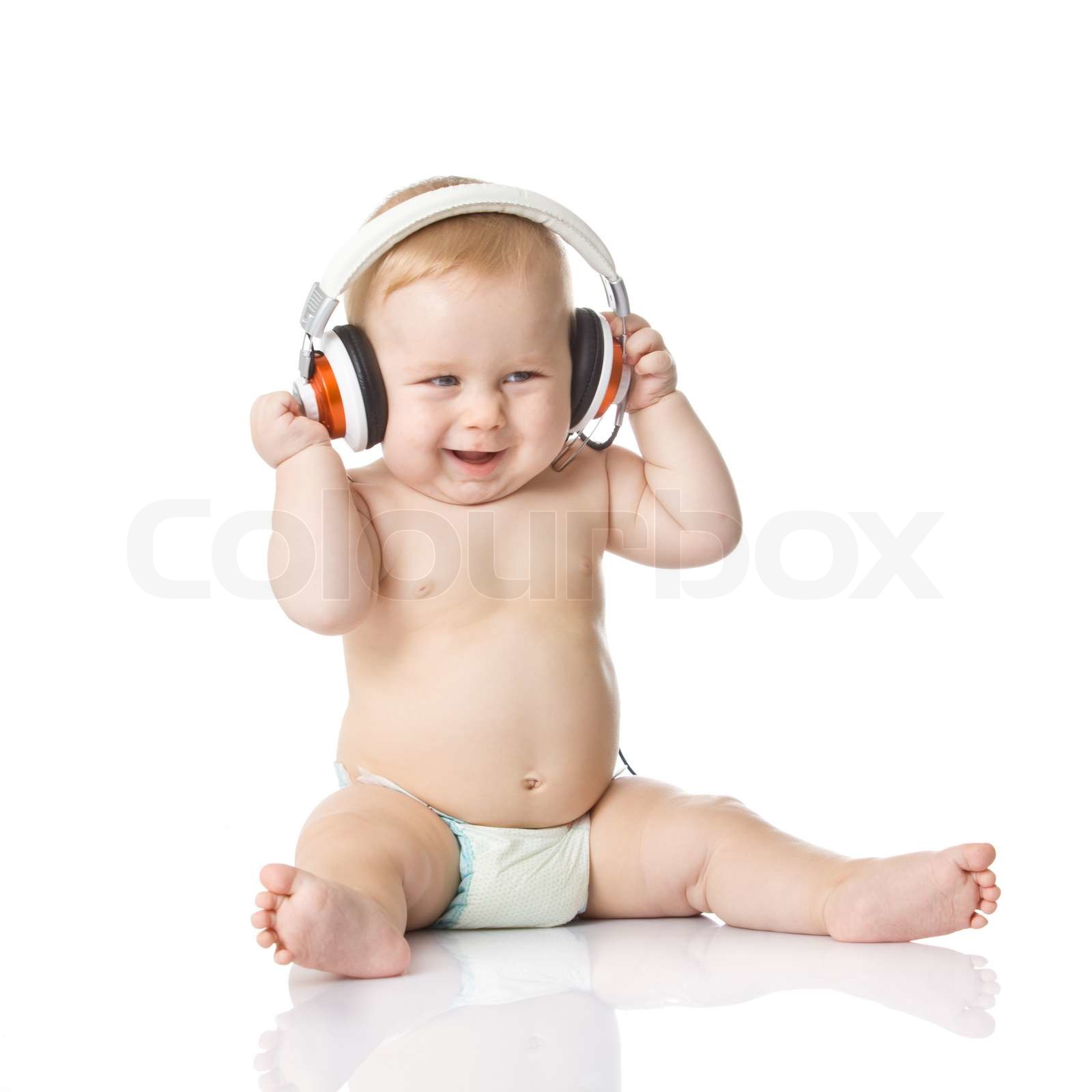 baby with headphone young DJ | Stock image | Colourbox