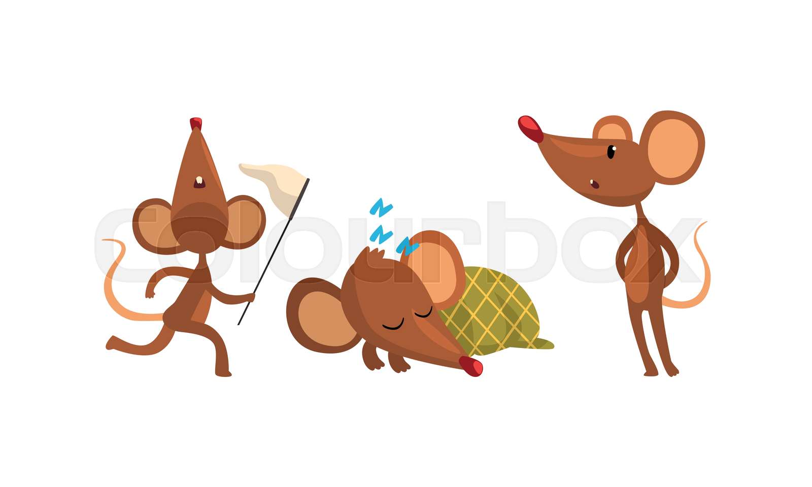 Funny Mice in Different Situations Set, Cute Comic Rodents Characters ...