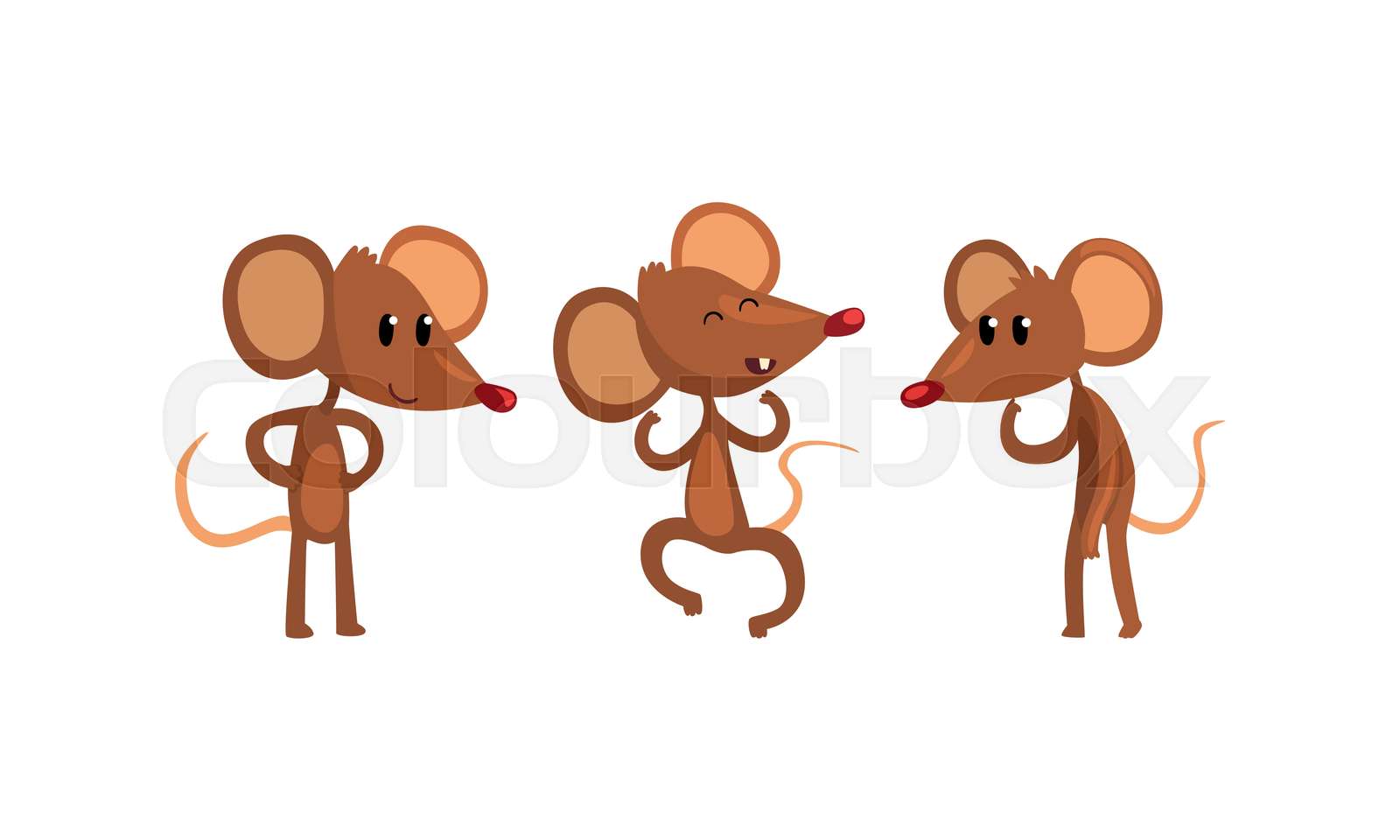 Funny Mice in Different Action Poses Set, Cute Comic Rodents Characters ...