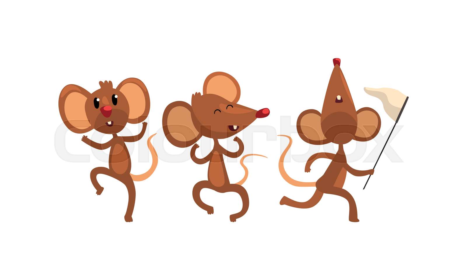 Funny Mice in Different Action Poses Set, Cute Comic Rodents Characters ...