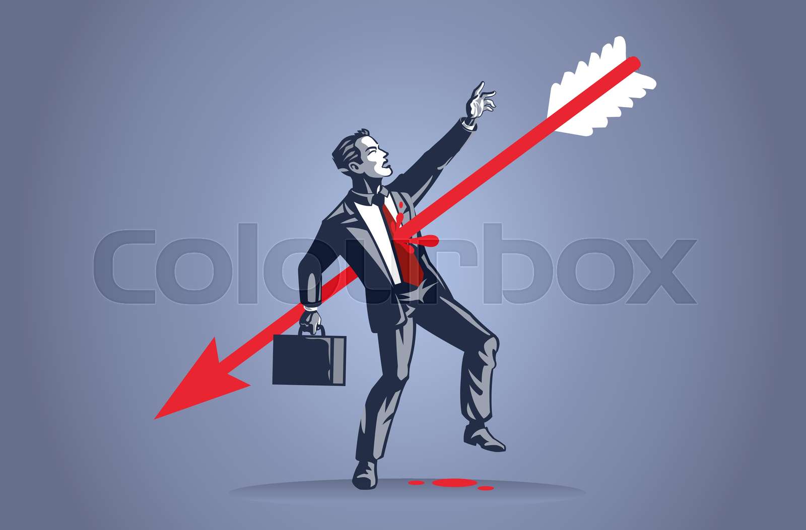 Big Arrows Hit Businessman on the Chest | Stock vector | Colourbox