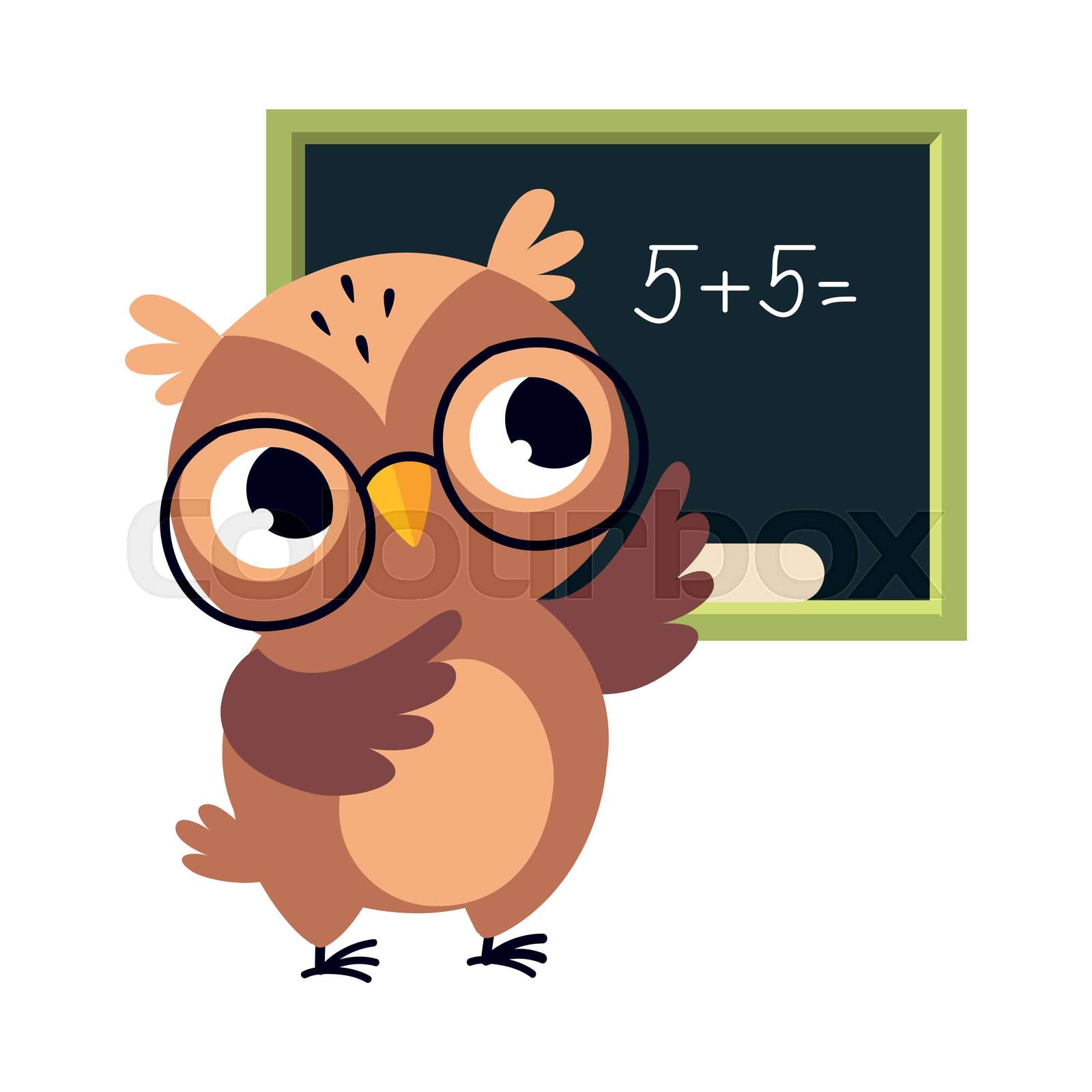 Wise Brown Owl, Cute Bird Teacher Cartoon Character Teaching Math at ...