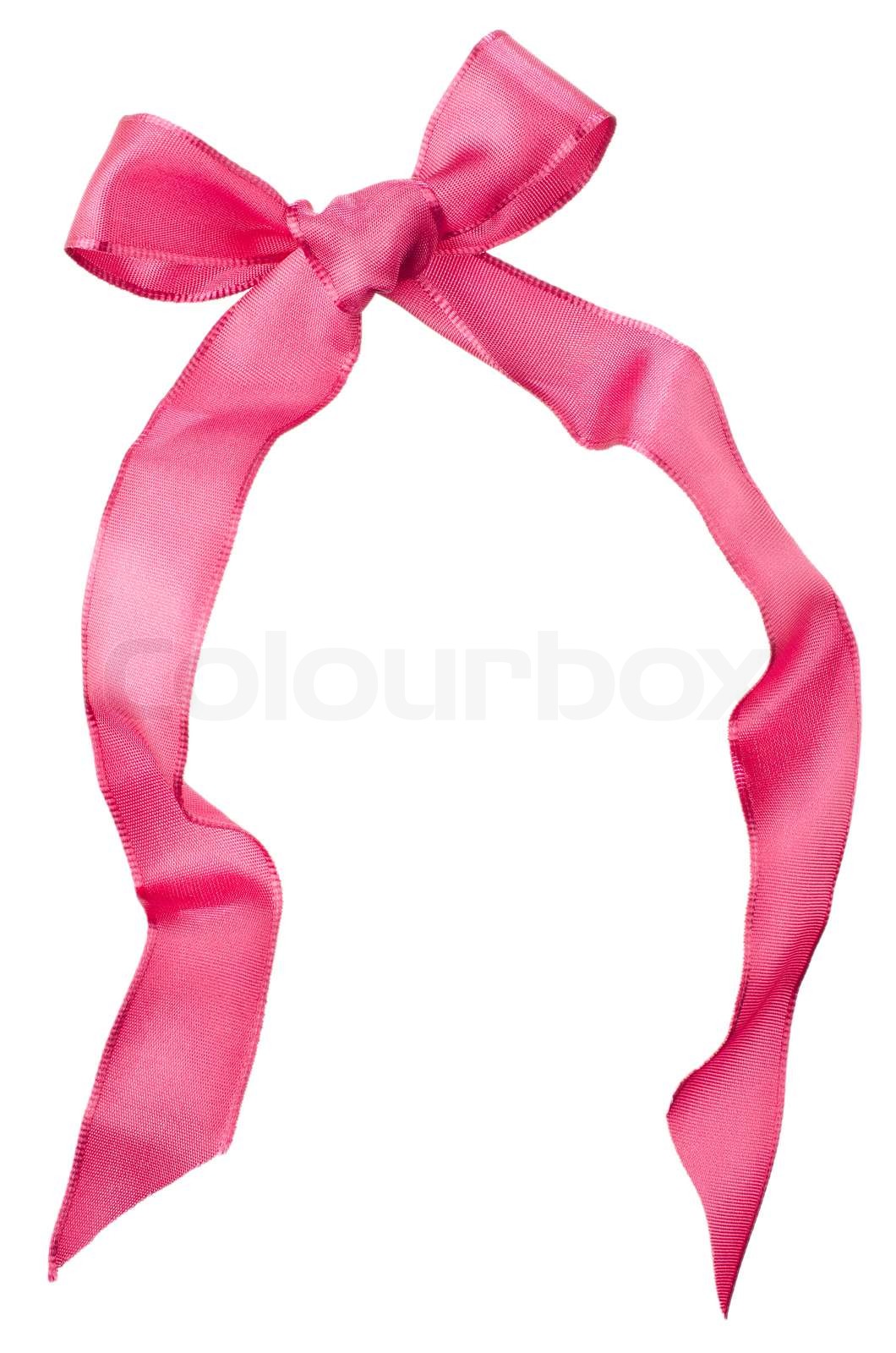 Pink satin bow isolated on white | Stock image | Colourbox