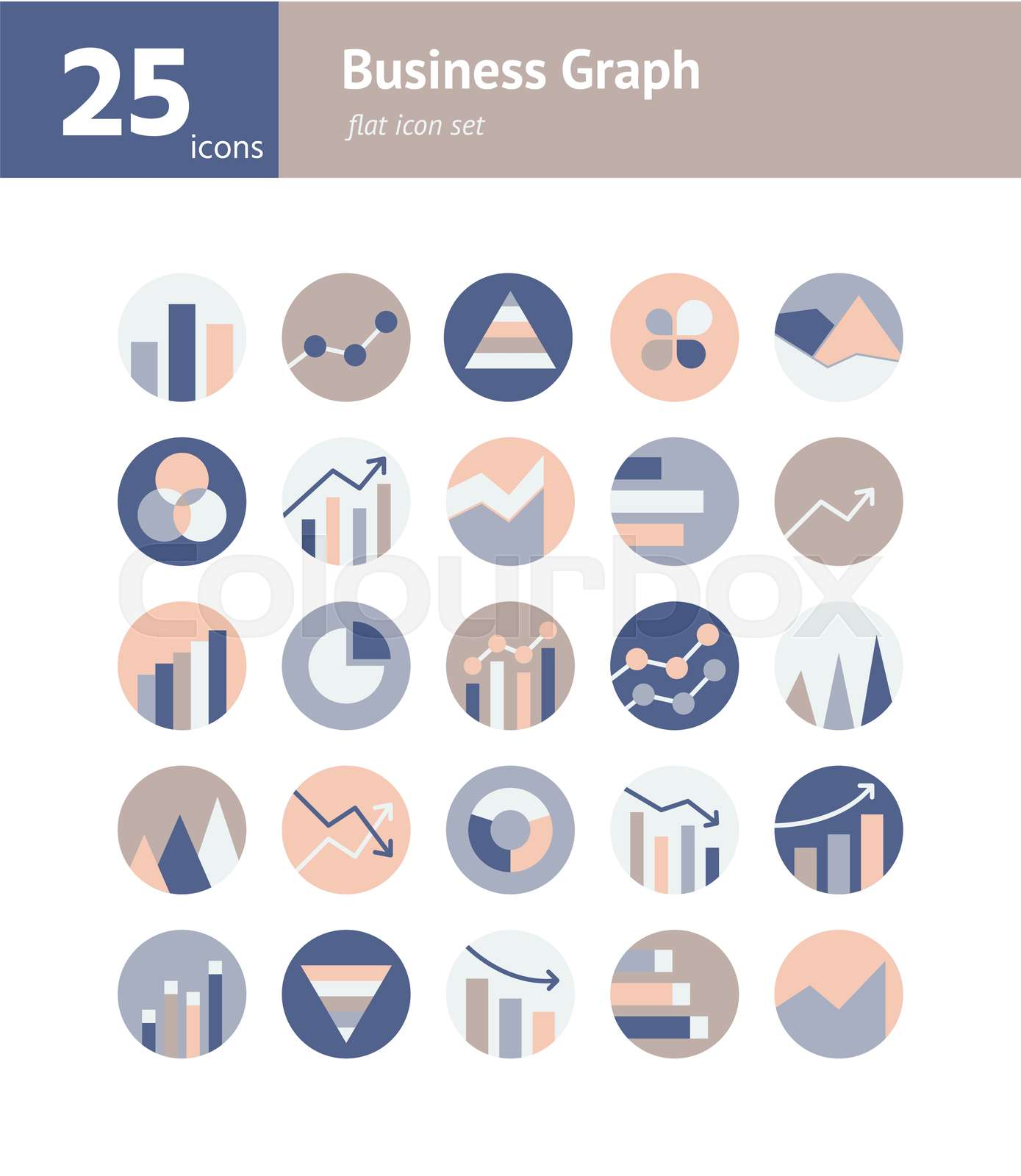 Business Graph flat icon set. Vector and Illustration. | Stock vector ...