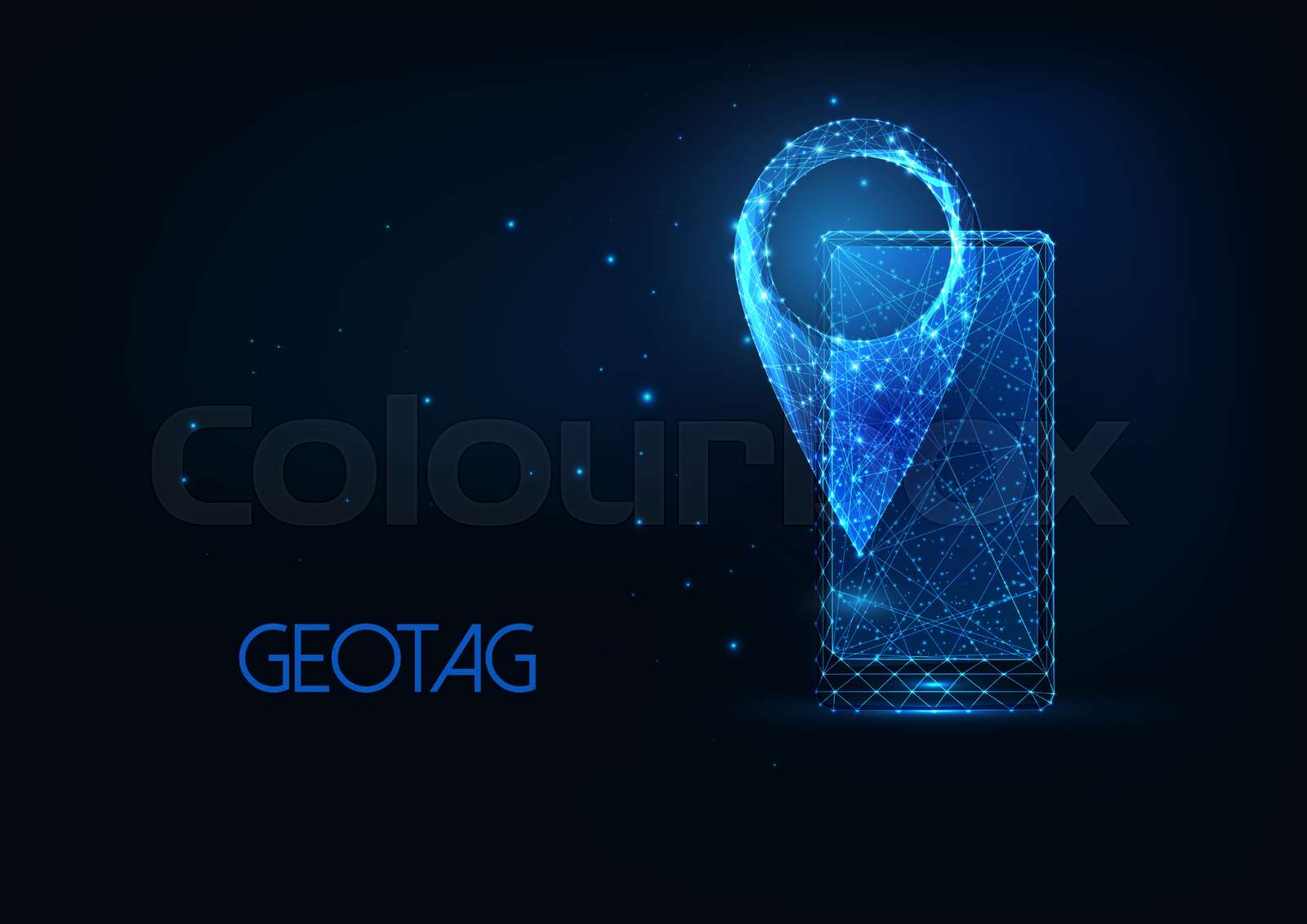 Futuristic smartphone navigation concept with glowing low polygonal ...
