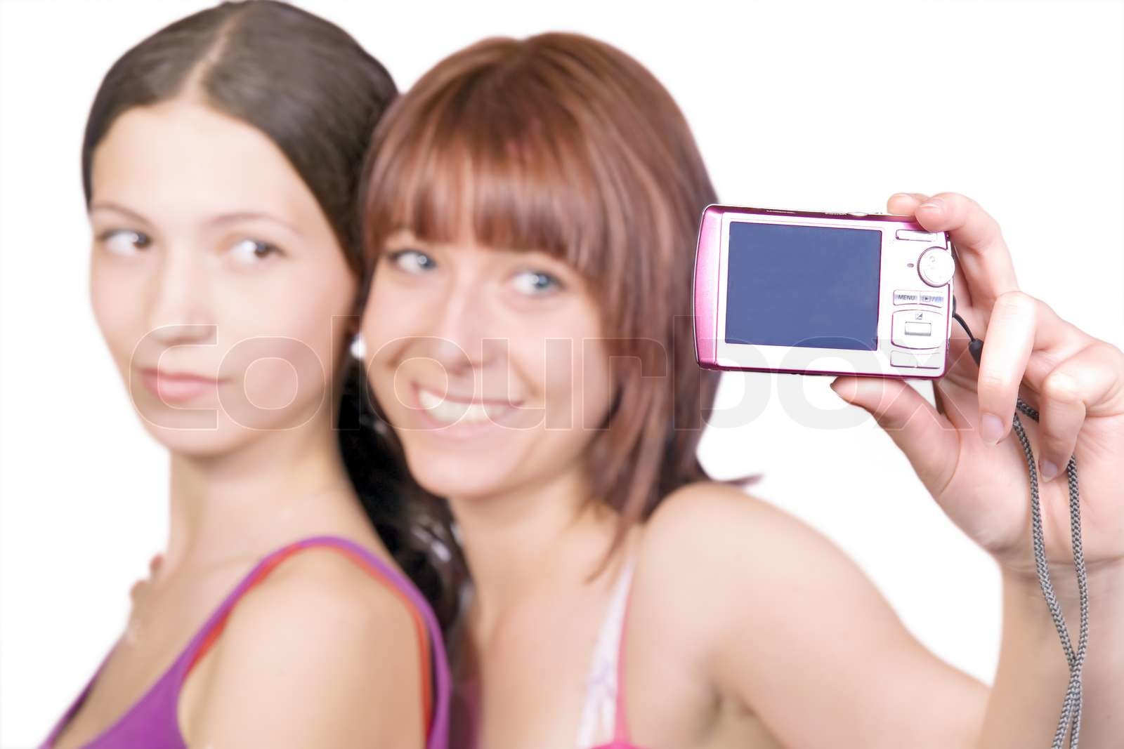 Two girls and a camera | Stock image | Colourbox