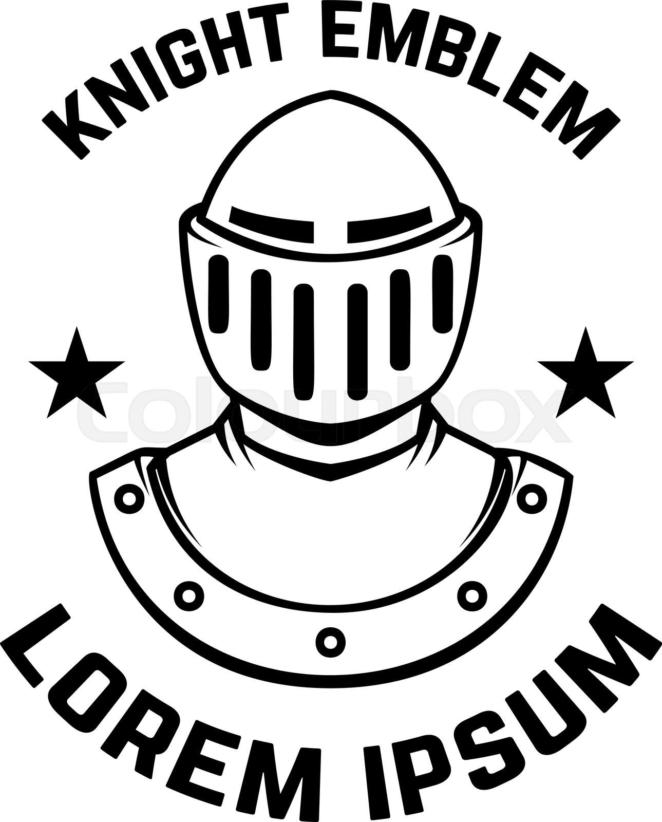 Emblem template with knight armor. Design element for logo, sign, label ...