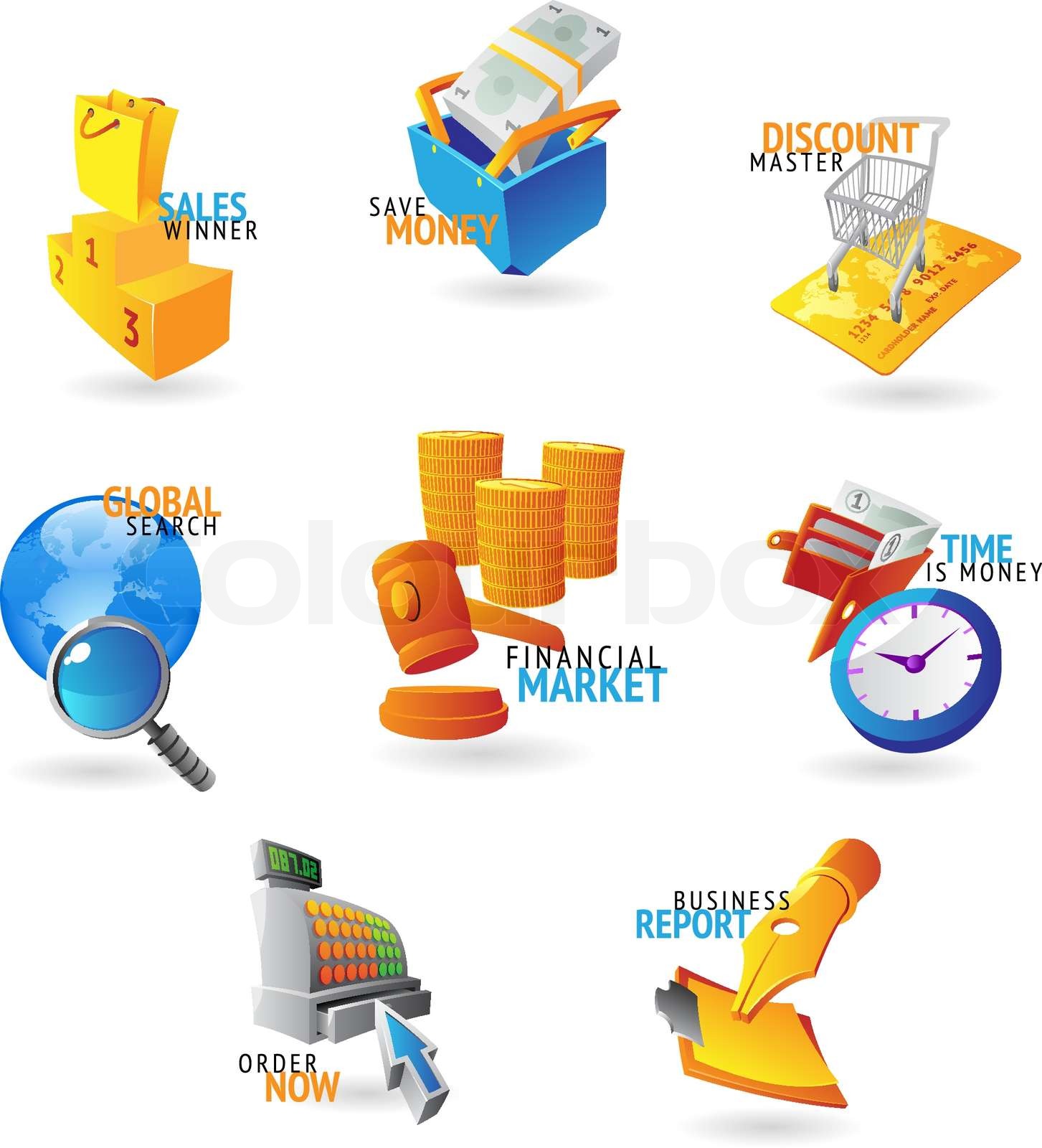 Symbole für Gewerbe und Einzelhandel | Stock-Vektor | Colourbox