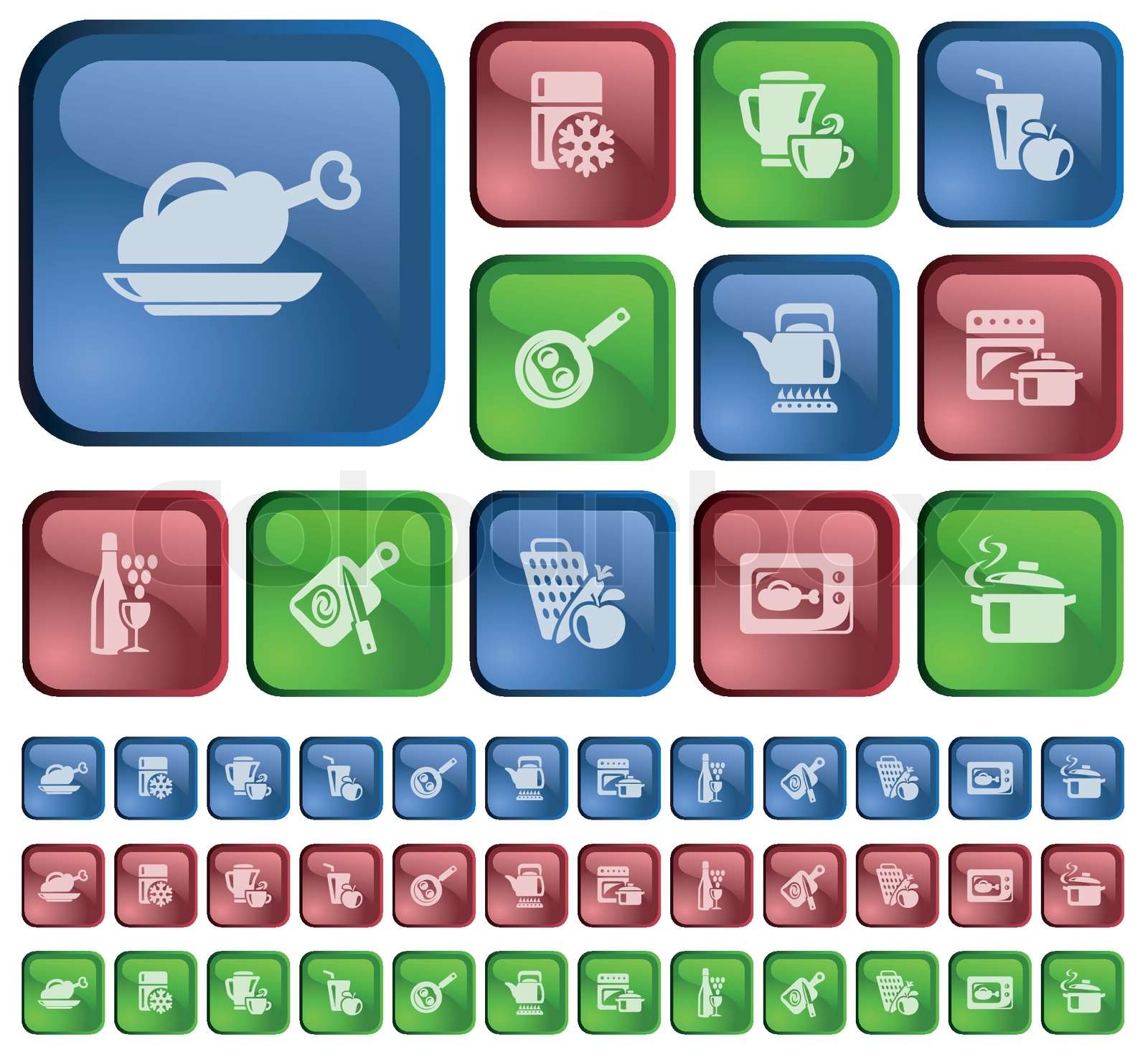 Kitchen and cooking button set | Stock vector | Colourbox