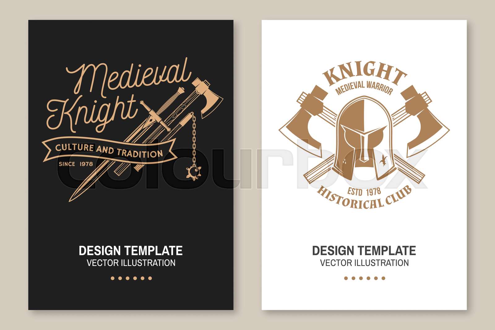 Medieval knight historical club flyer, brochure, banner, poster Vector ...