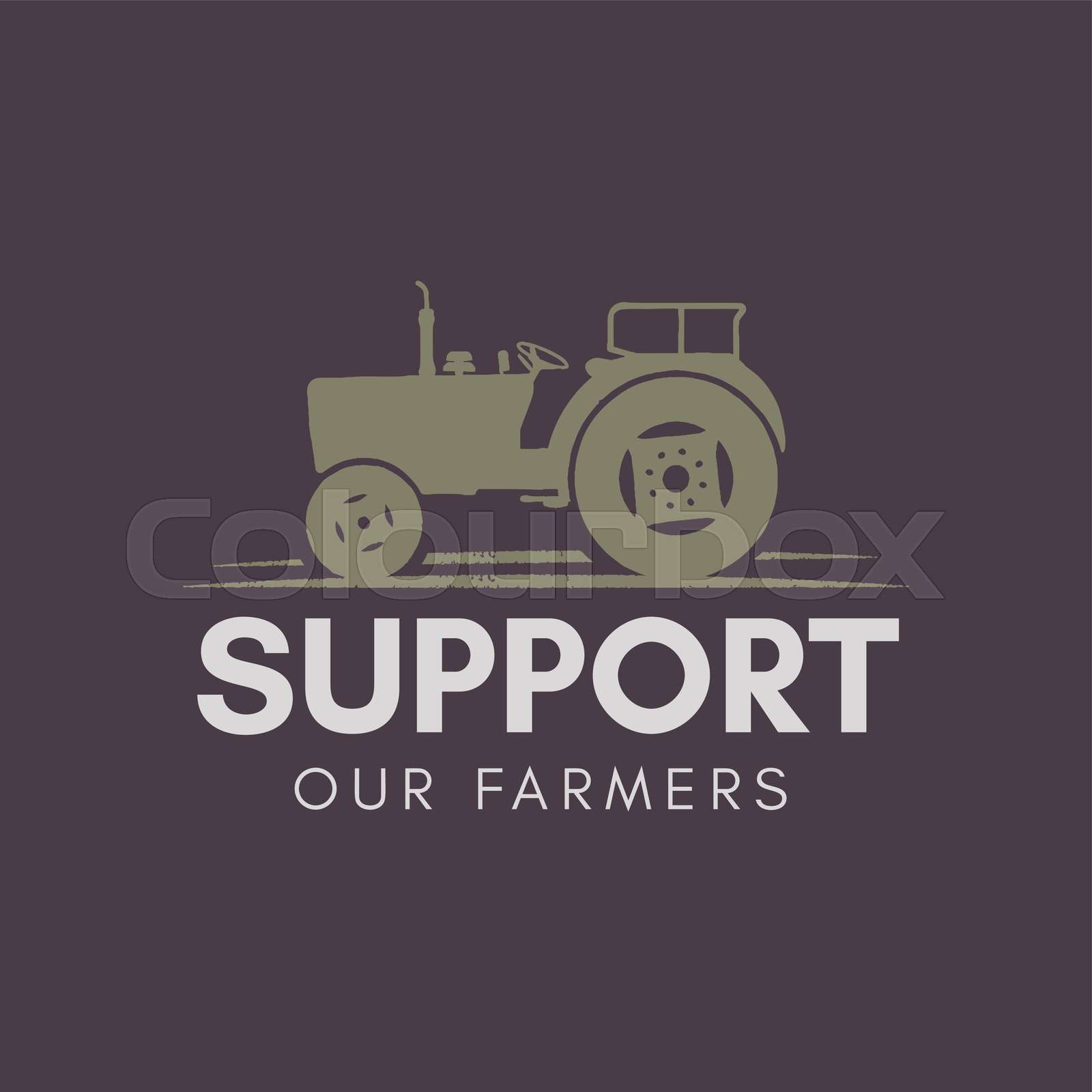 Support our farmer logo template. Retro Farming badge with tractor ...