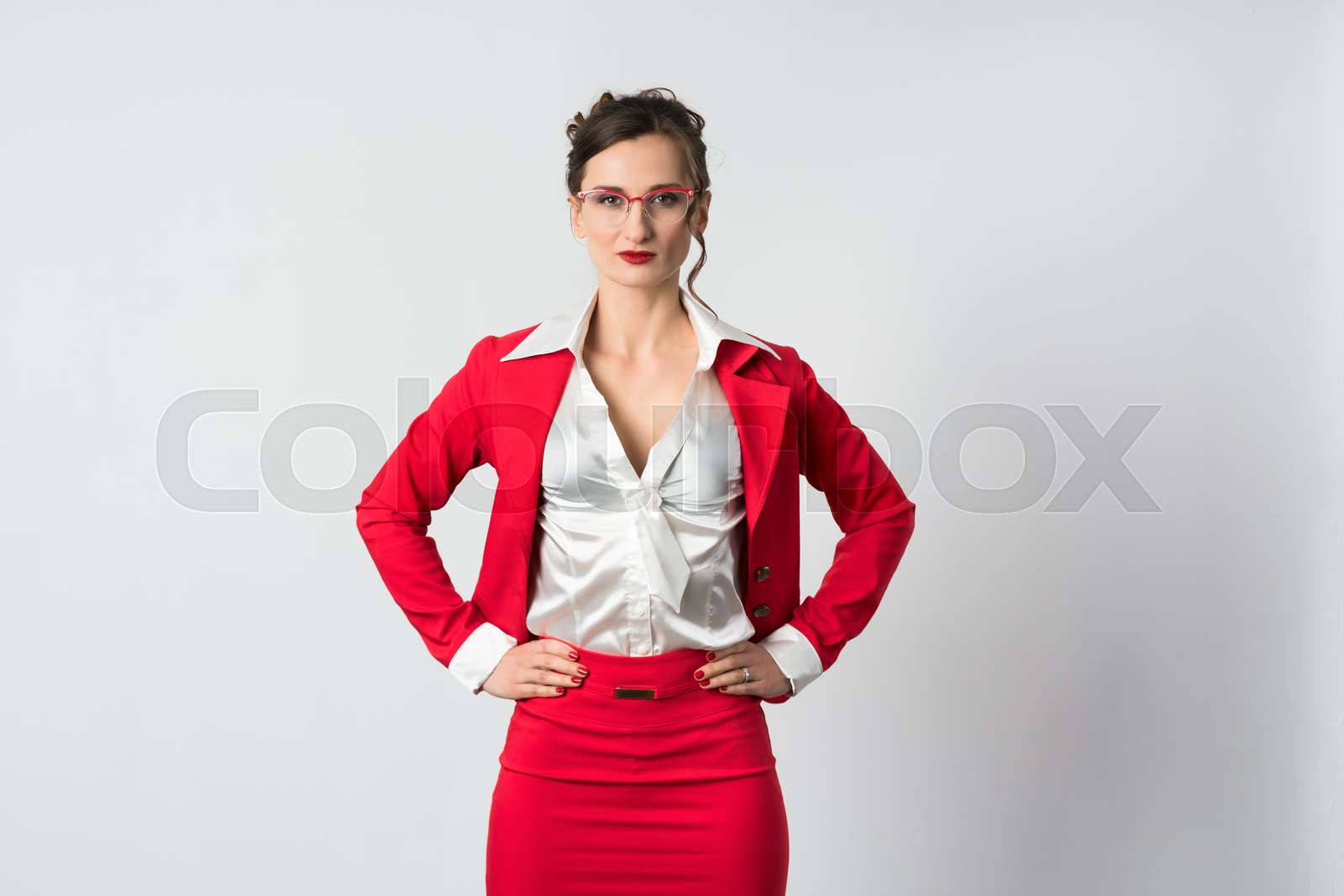 Businesswoman in aggressive stance | Stock image | Colourbox
