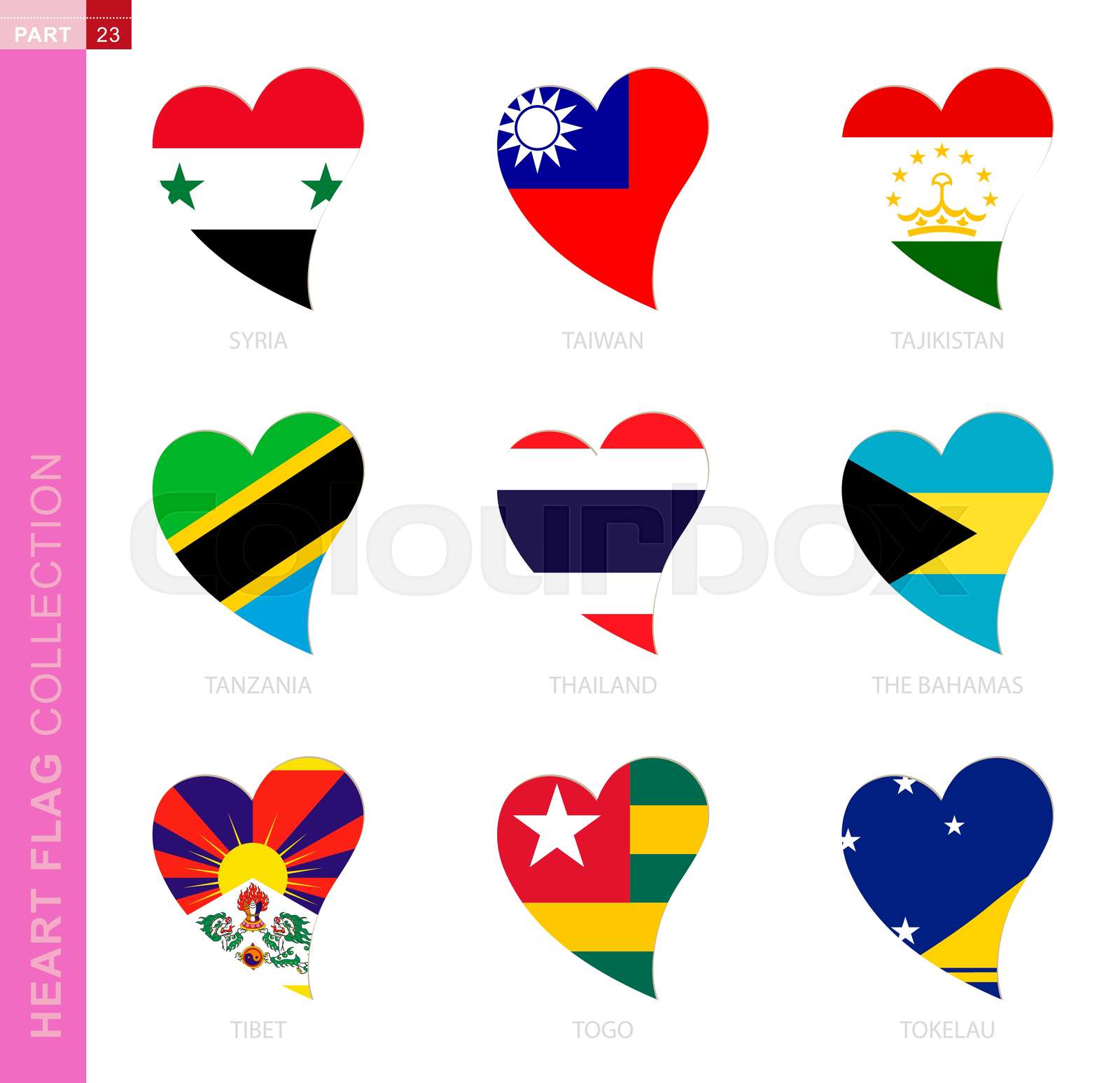 Сollection of flags in the shape of a heart. | Stock vector | Colourbox