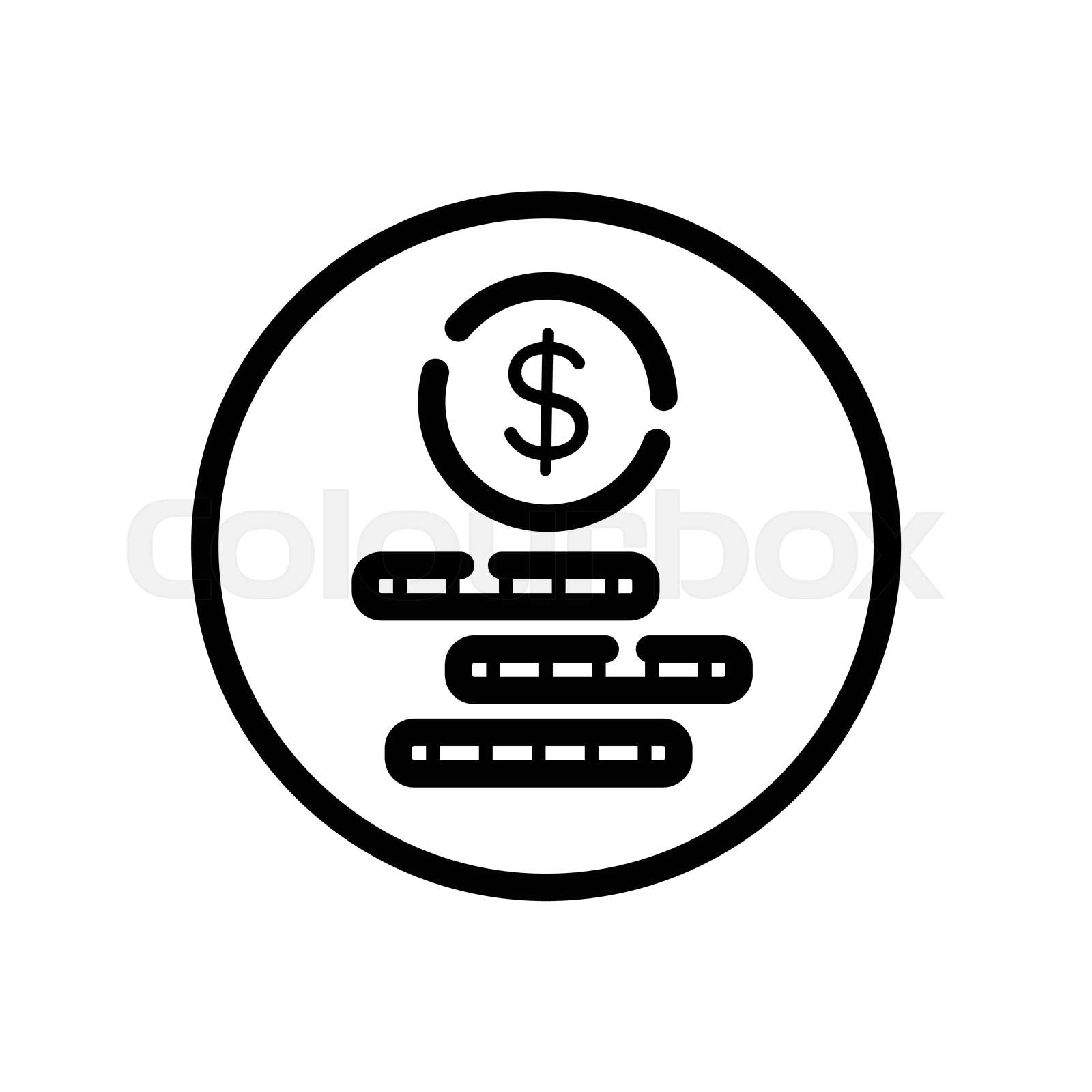 Cash money. Dollar coins. Commerce outline icon in a circle. Vector ...