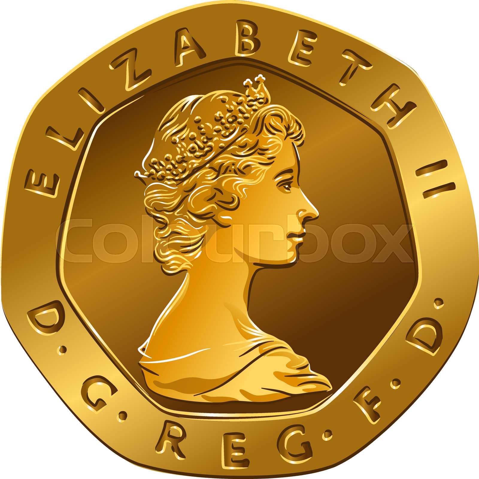 British gold coin twenty pences | Stock vector | Colourbox
