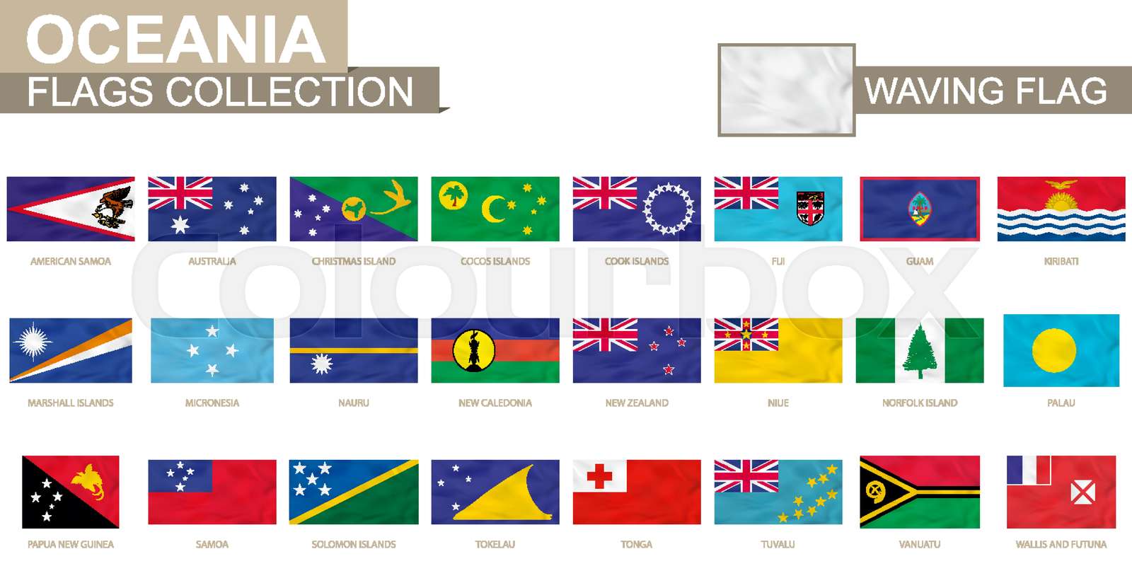 Oceanian waving flag collection. | Stock vector | Colourbox