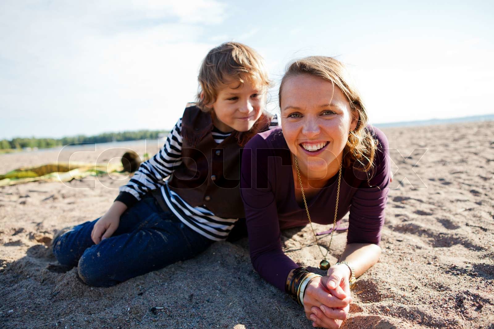 Mother and son at beach | Stock image | Colourbox