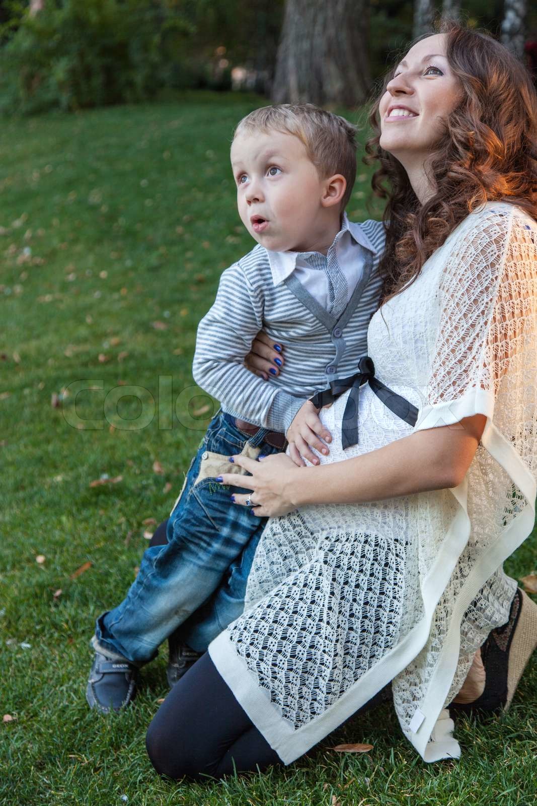Pregnant Mom And Her Son Stock Image Colourbox