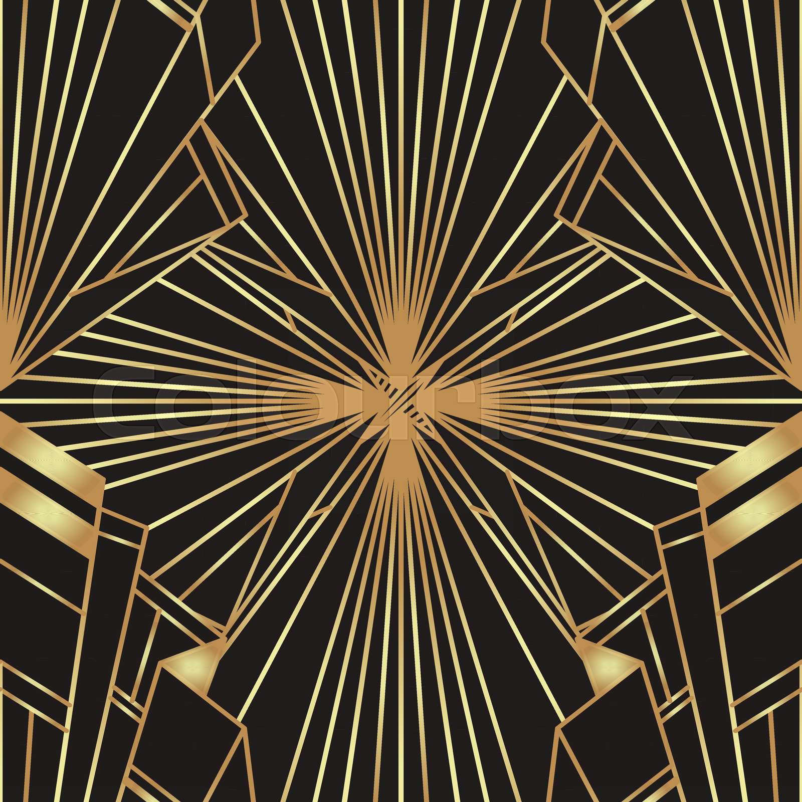Art deco style geometric seamless pattern in black and gold. Vector ...