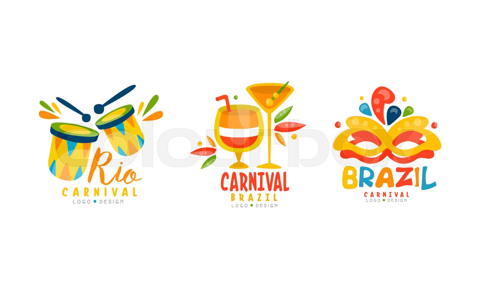 Rio Carnival Logo Design Set, Festival Badges with Traditional Brazil ...