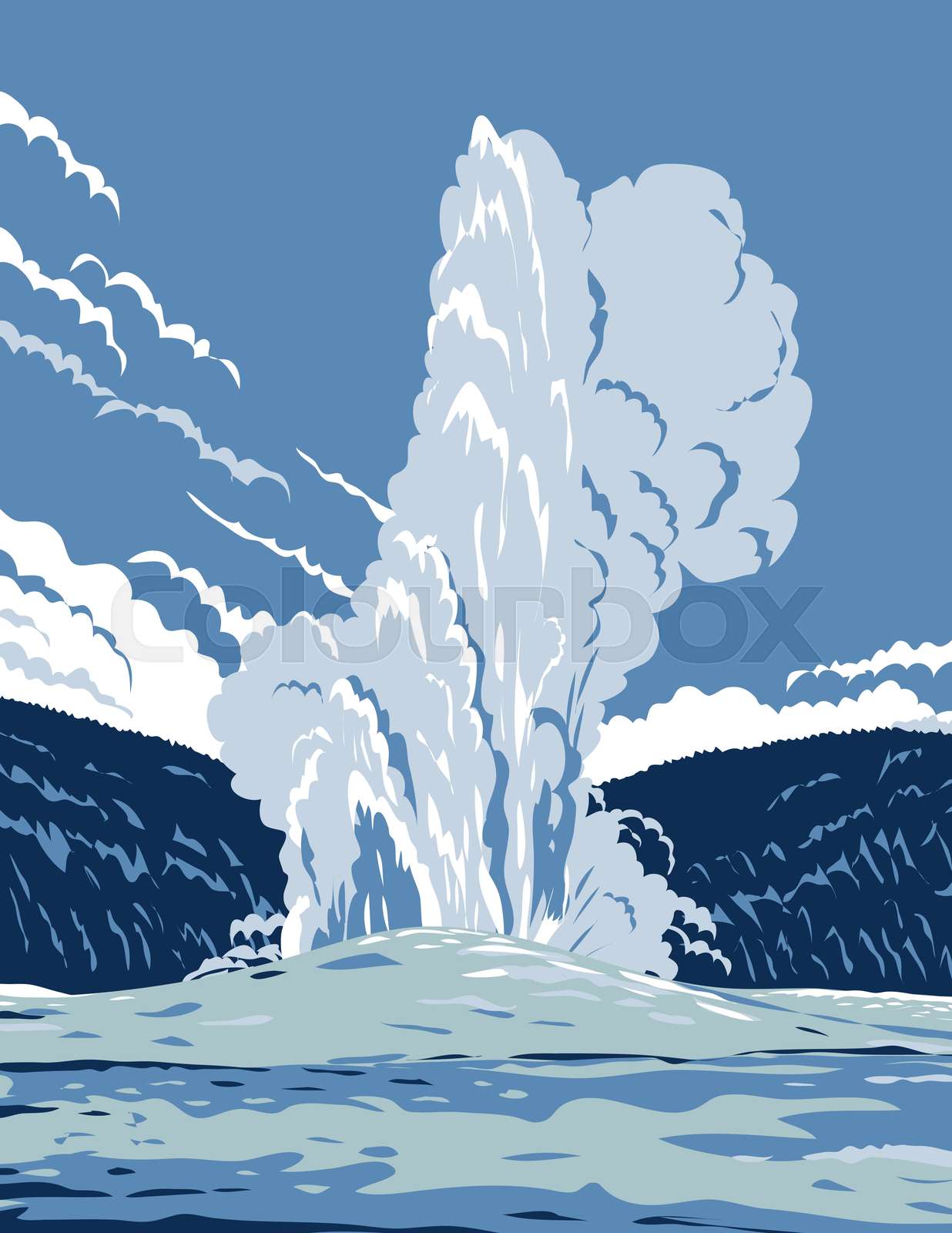 The Old Faithful Cone Geyser in Yellowstone National Park in Wyoming ...