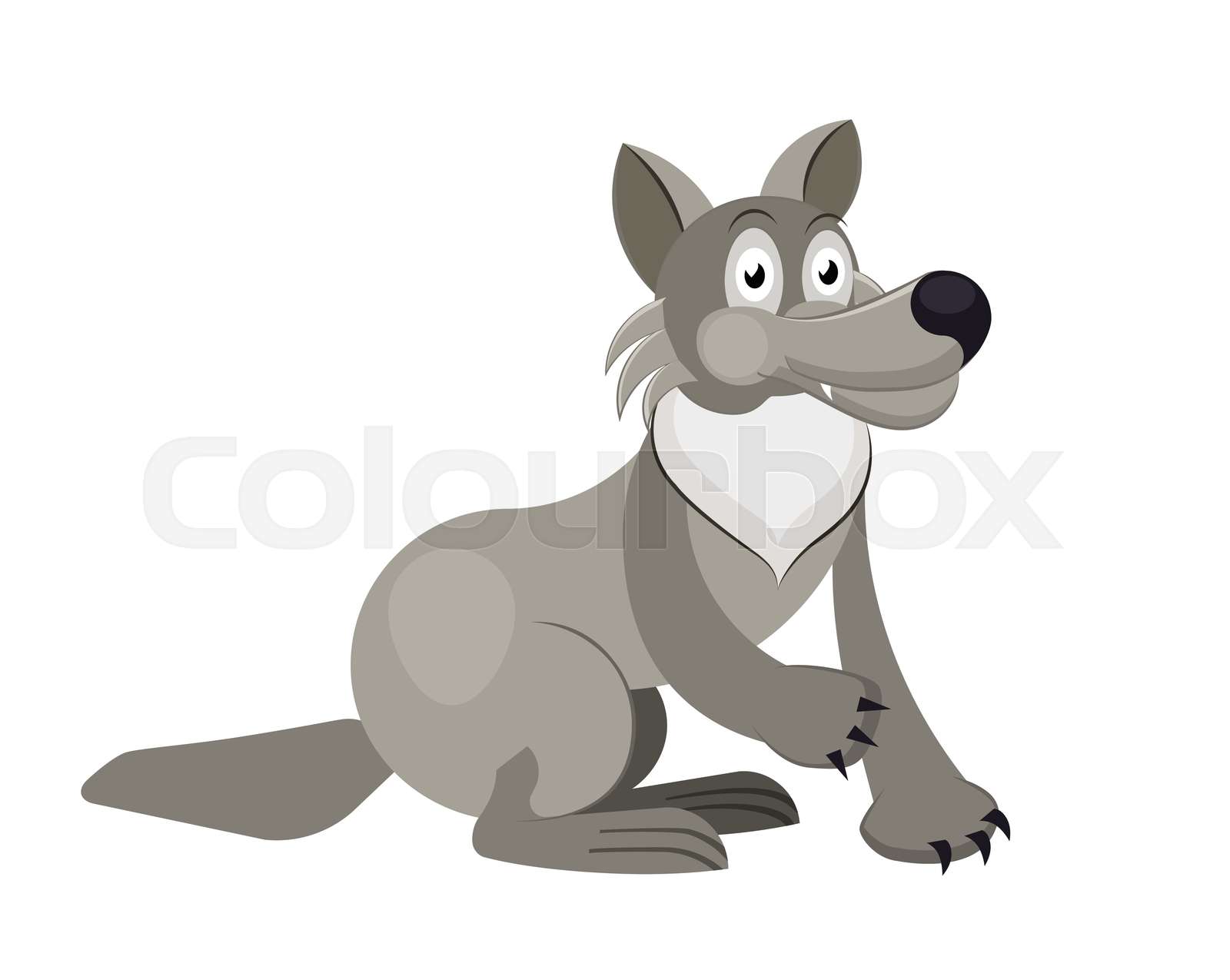 Cartoon illustration of grey wolf character for children. Flat vector ...