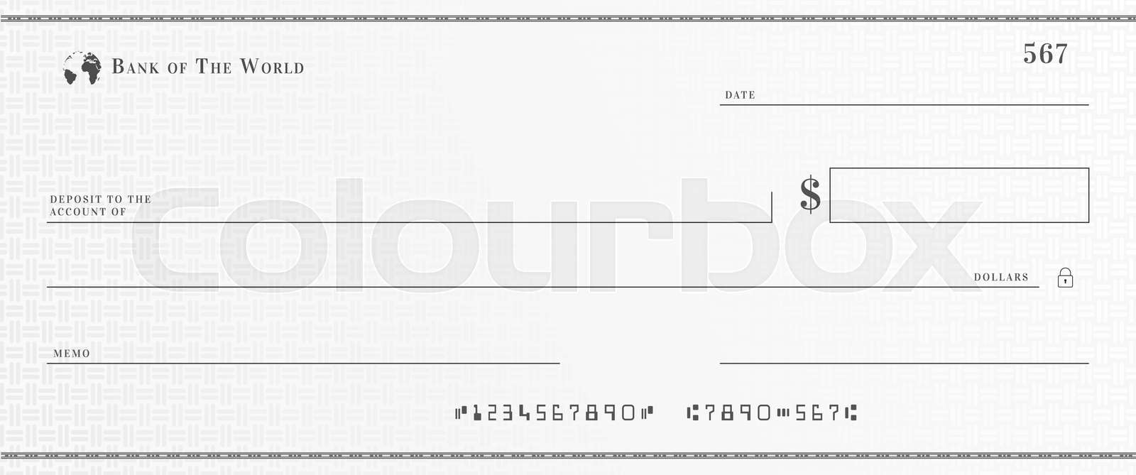 Blank bank cheque template. Check from checkbook | Stock vector | Colourbox
