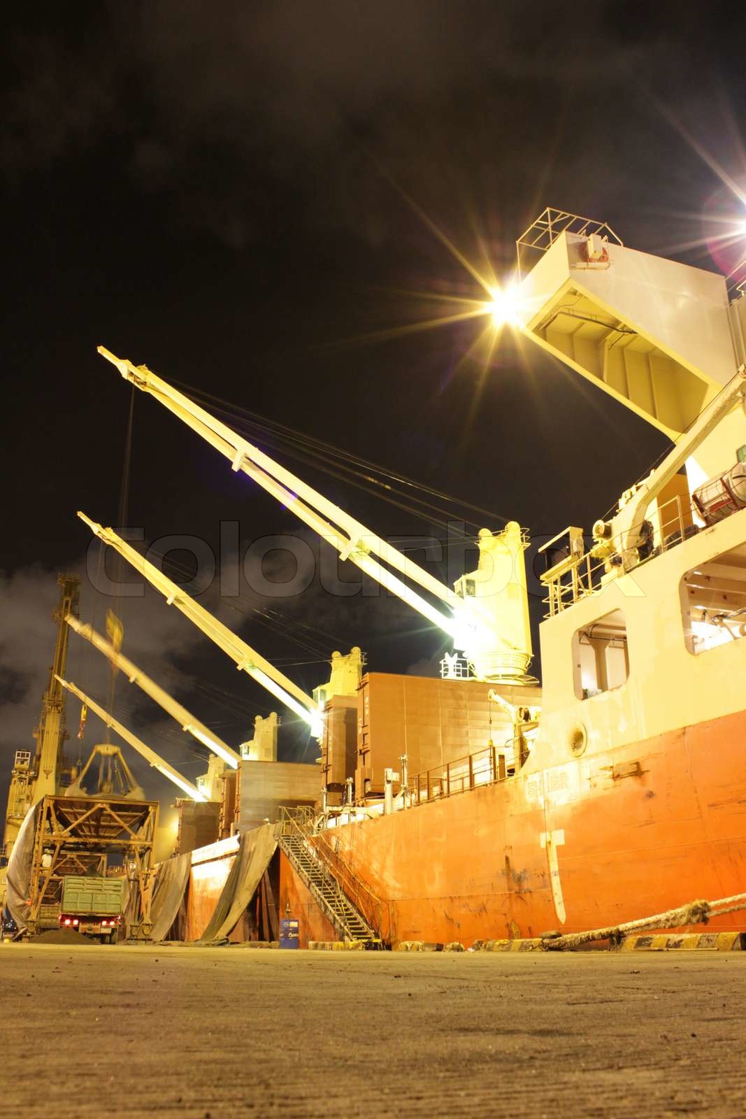 Night scene of cargo jetty | Stock image | Colourbox