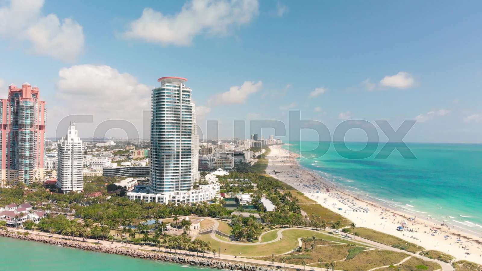 Miami Beach skyline - Aerial view from drone | Stock video | Colourbox