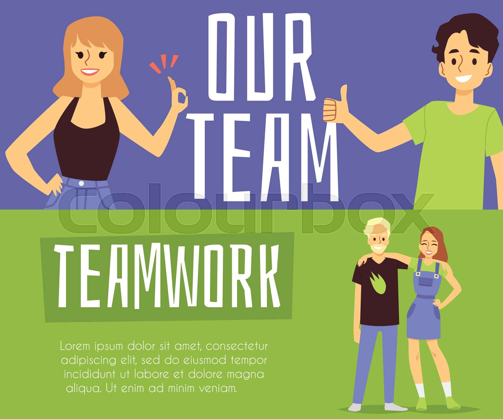 Positive team of happy smiling people a flat cartoon vector ...