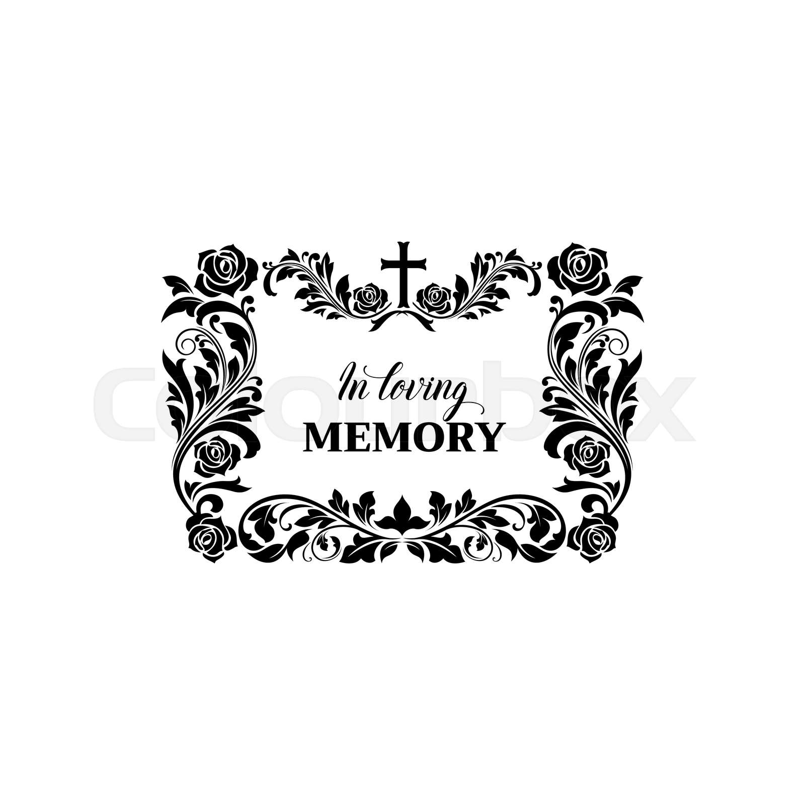 Funeral floral frame, flowers border obituary card | Stock vector ...
