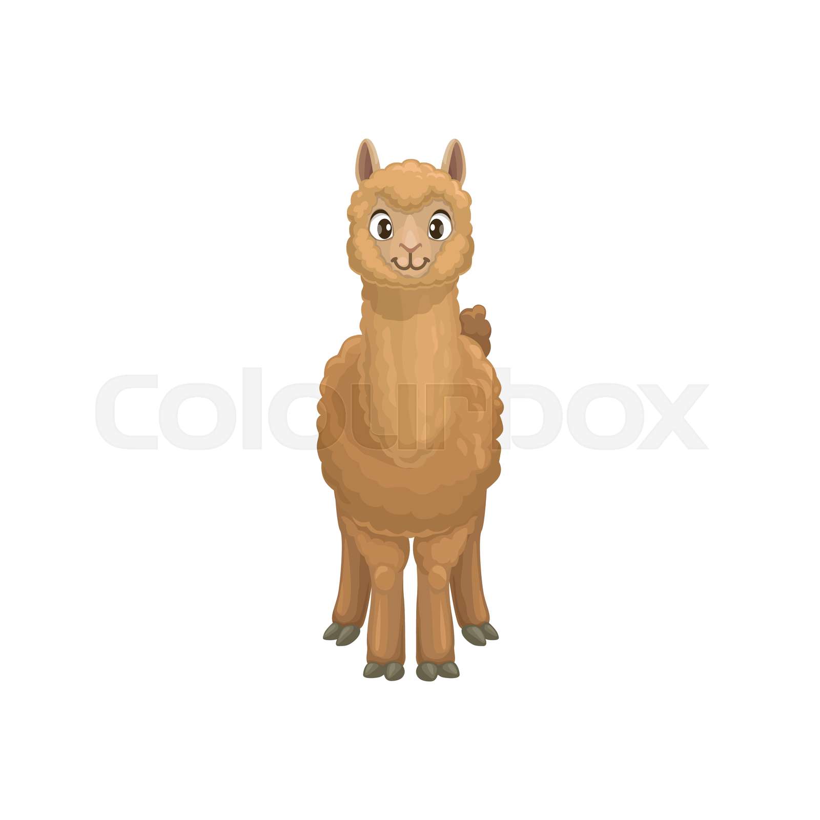 Brown llama guanaco camelid cartoon animal icon | Stock vector | Colourbox