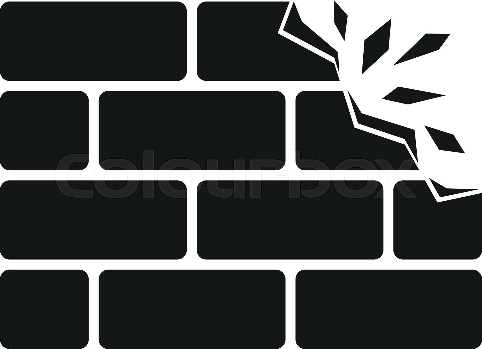 Demolition brick wall icon, simple style | Stock vector | Colourbox