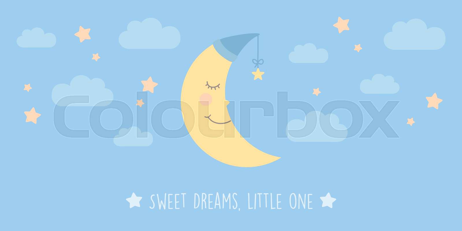 sweet dreams little one banner with cute moon | Stock vector | Colourbox