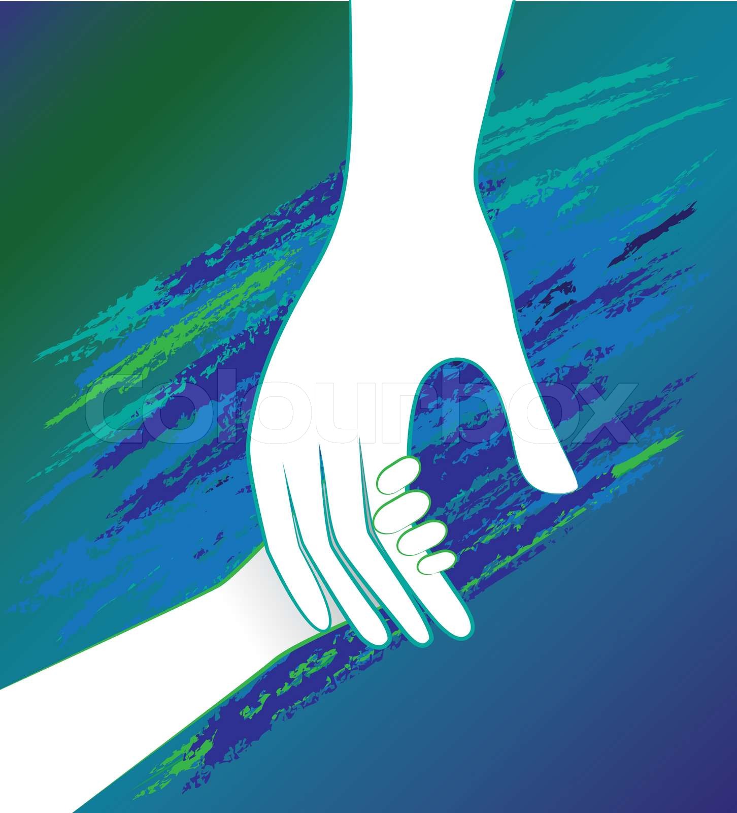 Hand of the child in father encouragement Support moral | Stock vector ...