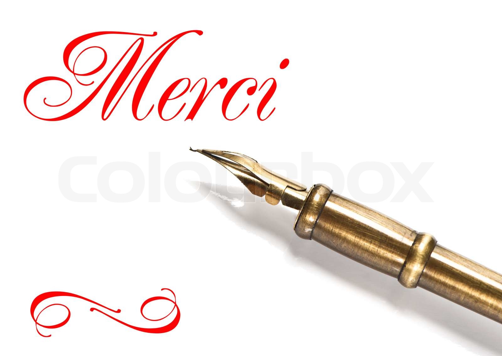 vintage ink pen and text MERCI | Stock image | Colourbox