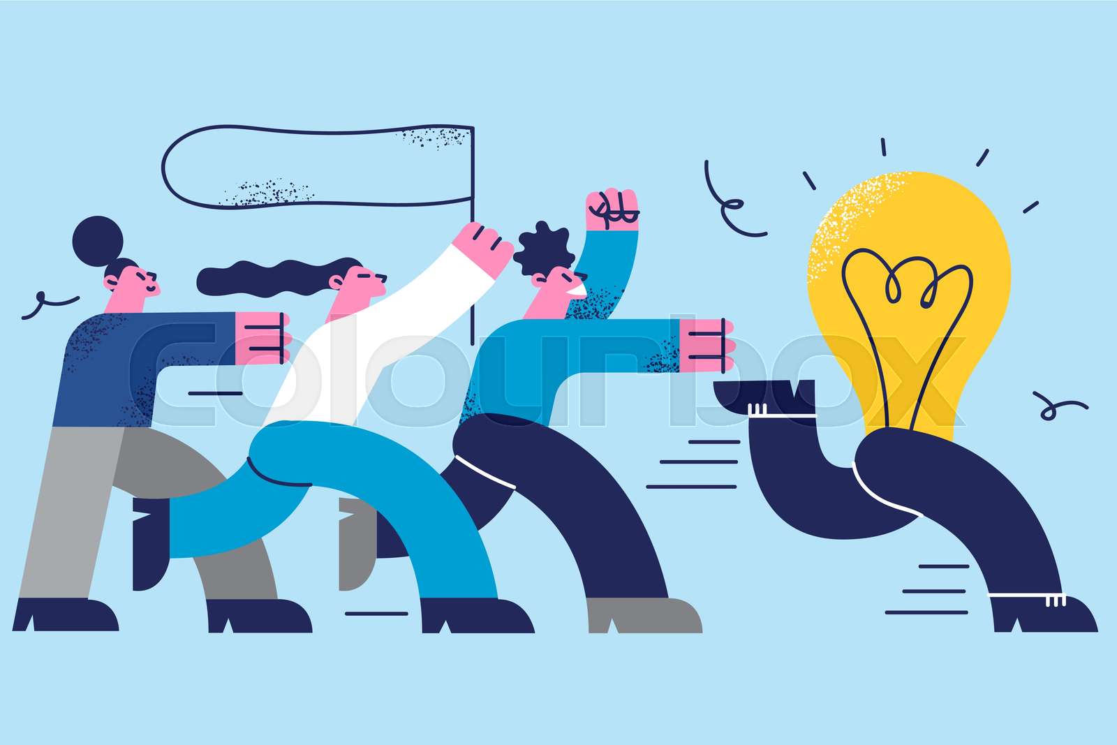 Idea running away, searching for solutions concept | Stock vector | Colourbox