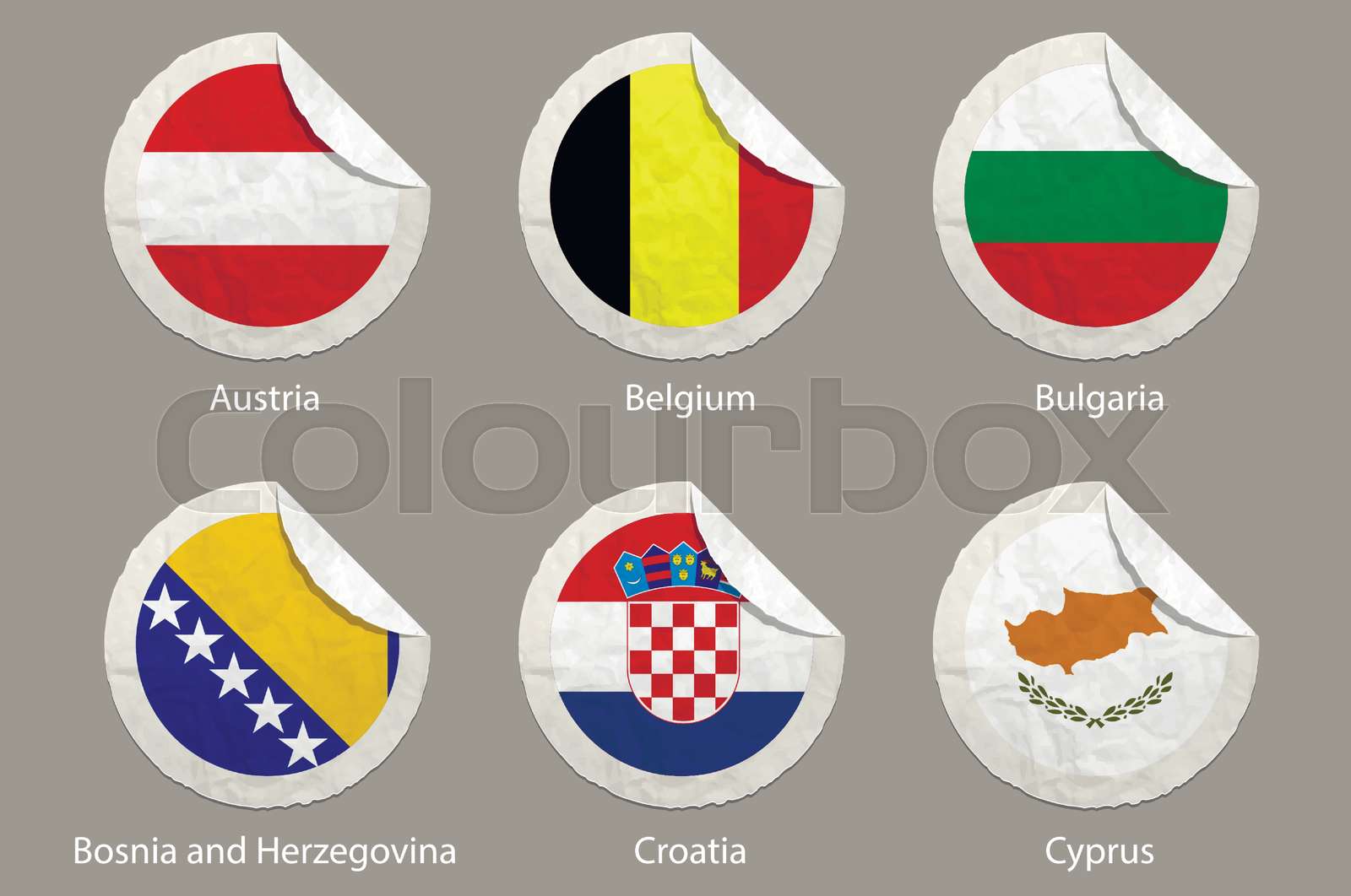 EU Flags Paper Stickers | Stock vector | Colourbox