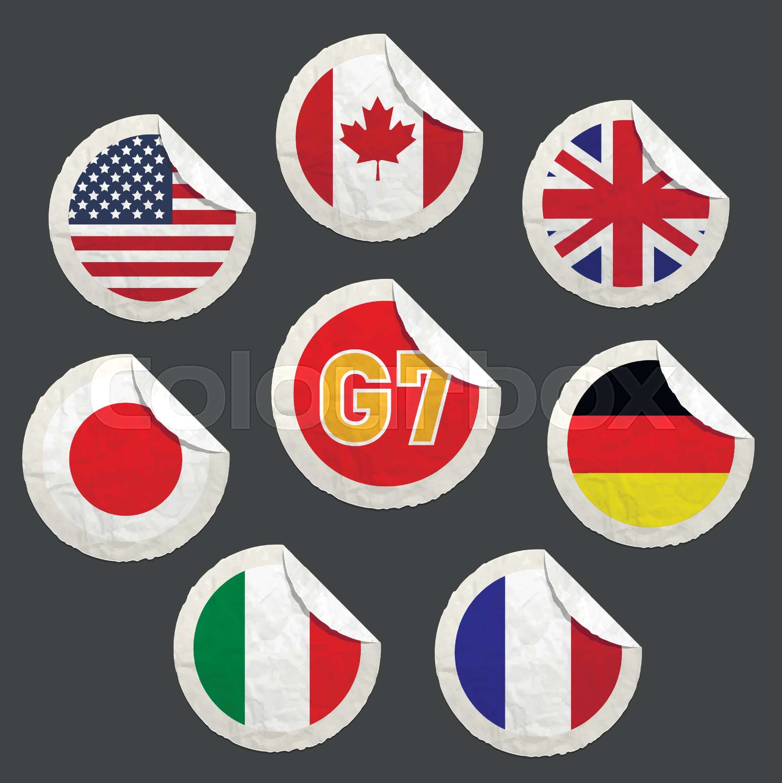 Emblems of countries g7 on a paper label | Stock vector | Colourbox