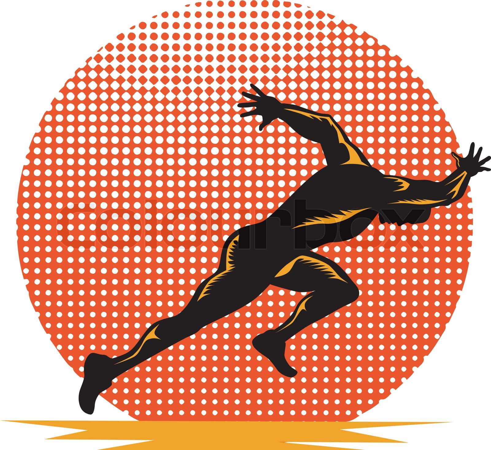 Marathon Runner Athlete Running Finish Line | Stock vector | Colourbox