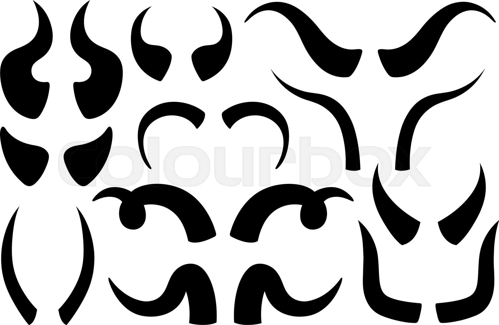 Set of different animal horns | Stock vector | Colourbox