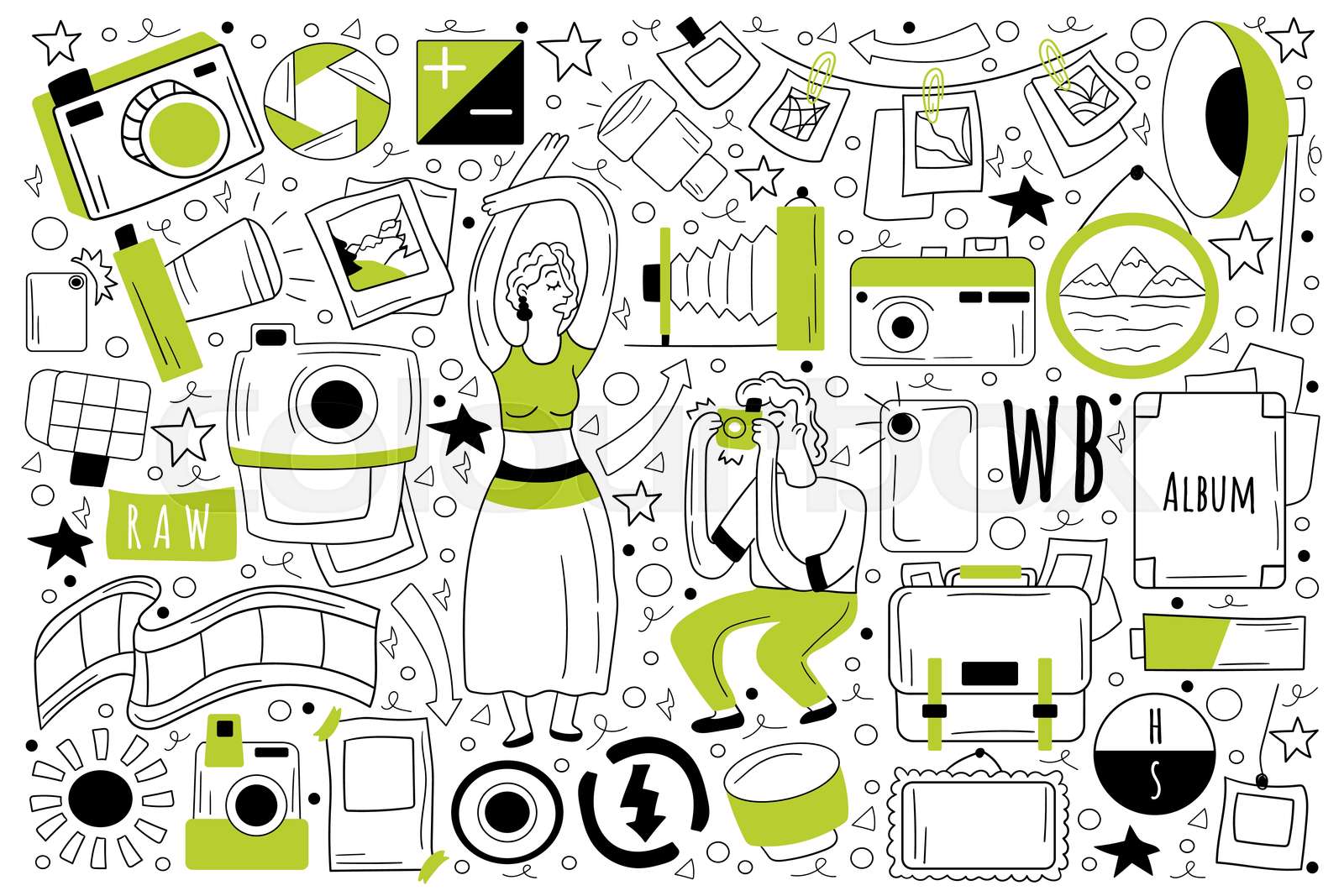 Photography doodle set | Stock vector | Colourbox