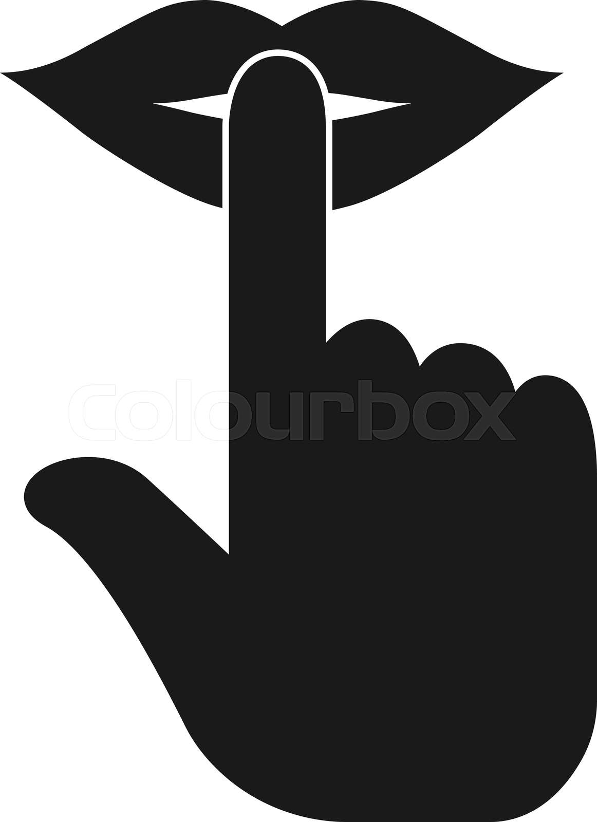 index finger on lips or mouth icon, be quiet or silent symbol | Stock ...