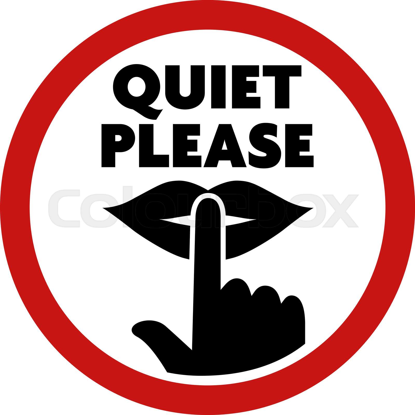 round QUIET PLEASE sign with finger on lips symbol | Stock vector ...