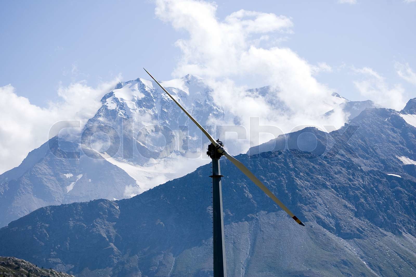 mountain wind turbine | Stock image | Colourbox