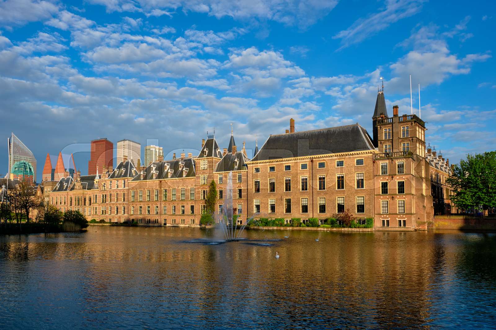 Hofvijver lake and Binnenhof , The Hague | Stock image | Colourbox
